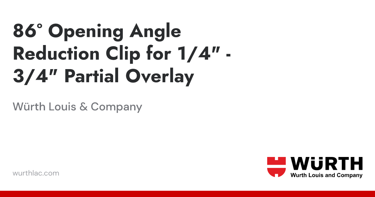 86° Opening Angle Reduction Clip for 1/4" - 3/4" Partial Overlay ...