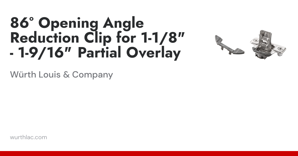 86° Opening Angle Reduction Clip for 1-1/8" - 1-9/16" Partial Overlay ...