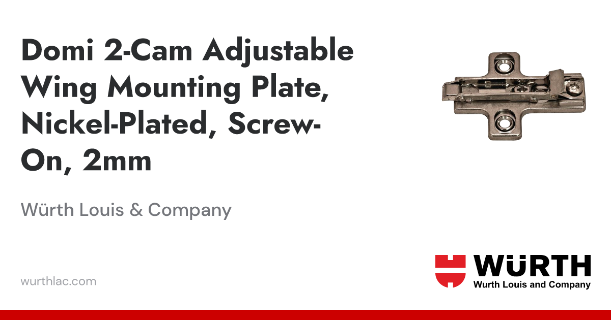 Domi 2-Cam Adjustable Wing Mounting Plate, Nickel-Plated, Screw-On, 2mm ...