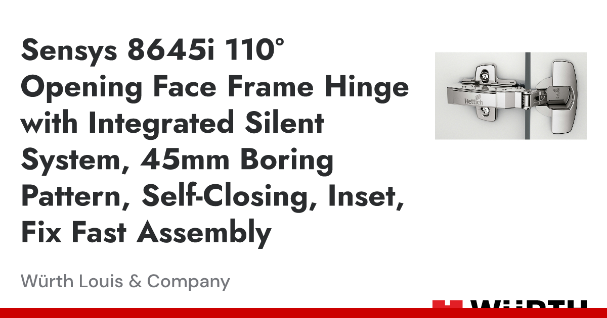 Sensys 8645i 110° Opening Face Frame Hinge with Integrated Silent ...