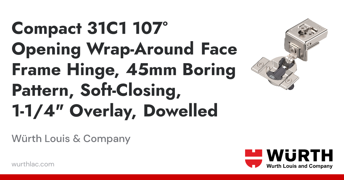 Compact 31C1 107° Opening Wrap-Around Face Frame Hinge, 45mm Boring ...