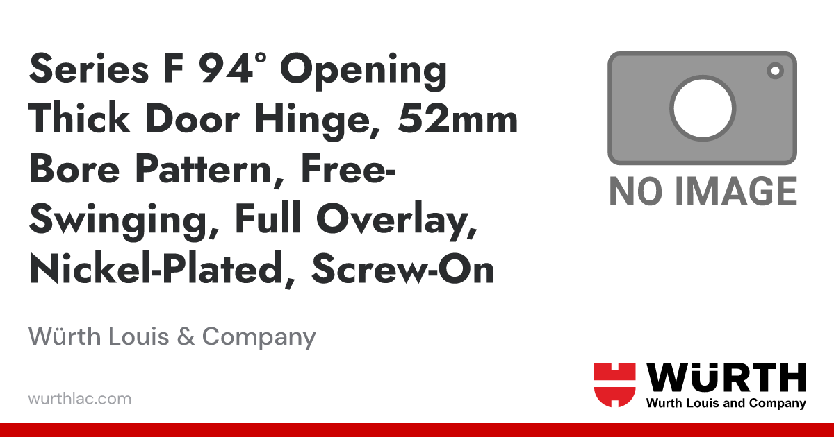Series F 94° Opening Thick Door Hinge, 52mm Bore Pattern, Free-Swinging ...