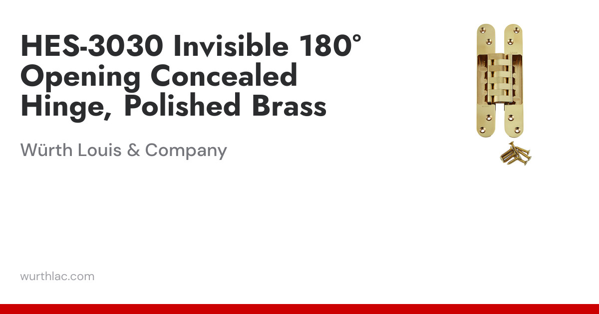 HES-3030 Invisible 180° Opening Concealed Hinge, Polished Brass | Würth ...