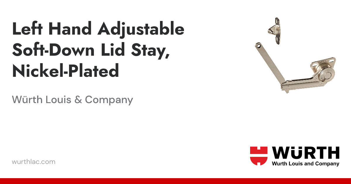 Left Hand Adjustable Soft-Down Lid Stay, Nickel-Plated | Würth Louis ...