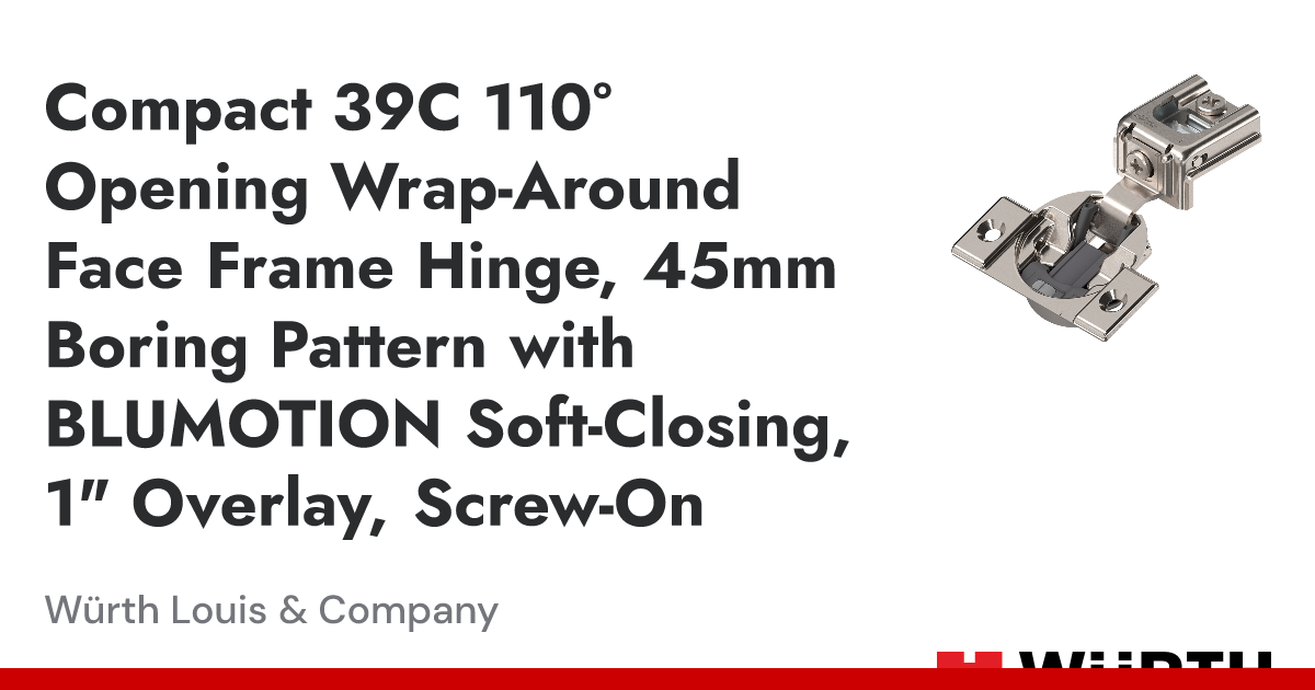 Compact 39C 110° Opening Wrap-Around Face Frame Hinge, 45mm Boring ...