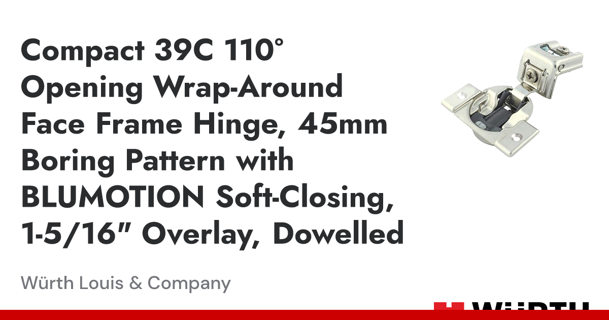 Compact 39C 110° Opening Wrap-Around Face Frame Hinge, 45mm Boring ...