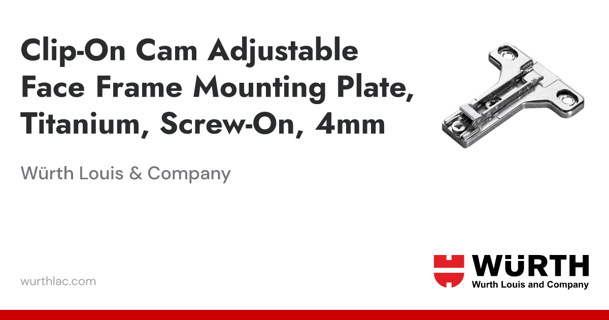 Clip-On Cam Adjustable Face Frame Mounting Plate, Titanium, Screw-On ...