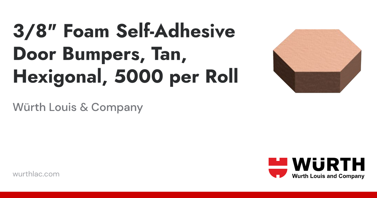 3/8" Foam Self-Adhesive Door Bumpers, Tan, Hexigonal, 5000 per Roll ...