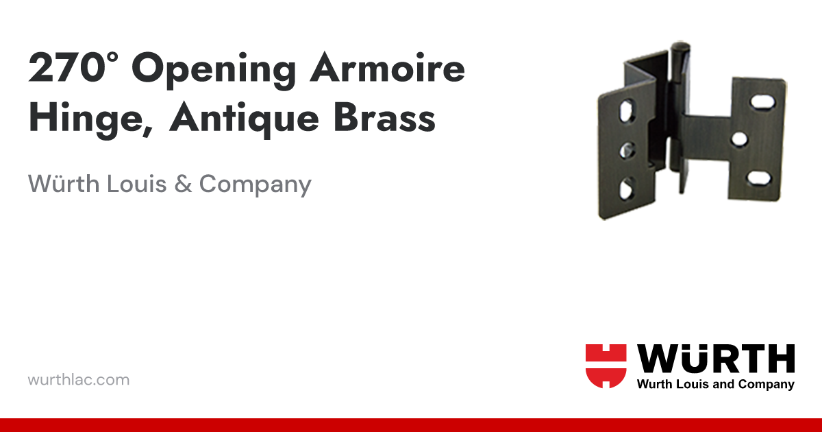 270° Opening Armoire Hinge, Antique Brass | Würth Louis & Company