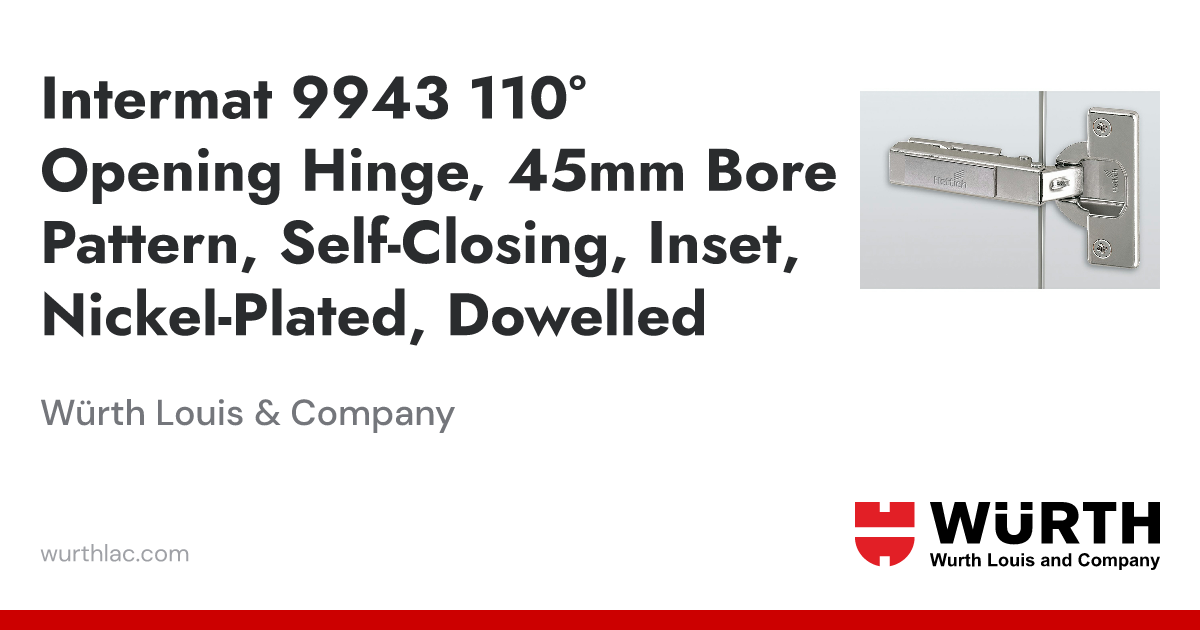 Intermat 9943 110° Opening Hinge, 45mm Bore Pattern, Self-Closing ...