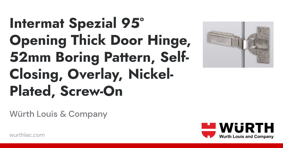 Intermat Spezial 95° Opening Thick Door Hinge, 52mm Boring Pattern ...