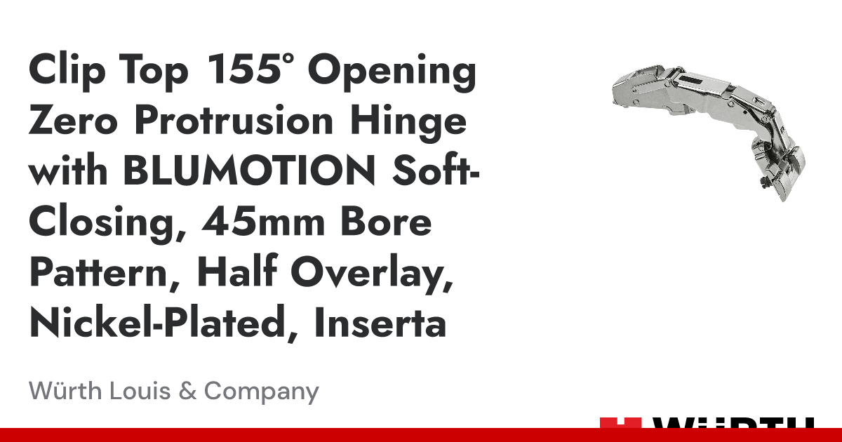 Clip Top 155° Opening Zero Protrusion Hinge with BLUMOTION Soft-Closing ...