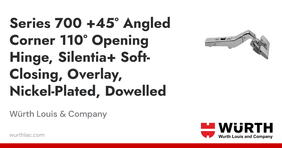 Series 700 +45° Angled Corner 110° Opening Hinge, Silentia+ Soft-Closing, Overlay, Nickel-Plated ...