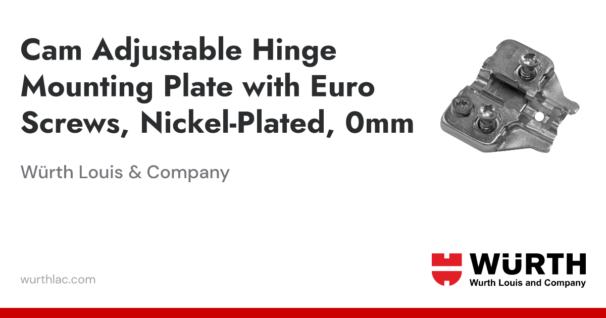 Cam Adjustable Hinge Mounting Plate with Euro Screws, Nickel-Plated ...