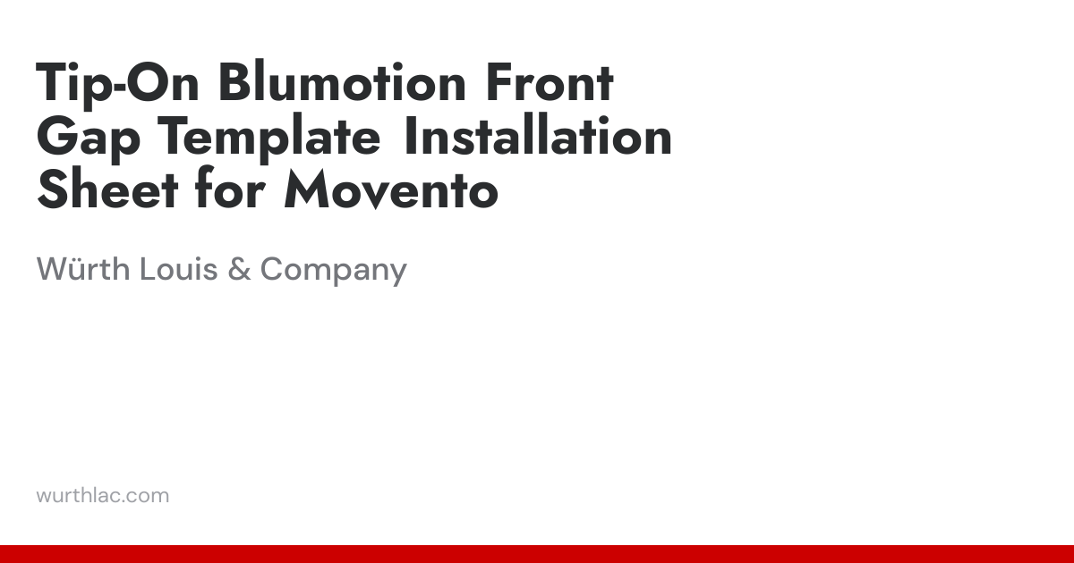 Tip-On Blumotion Front Gap Template Installation Sheet for Movento ...