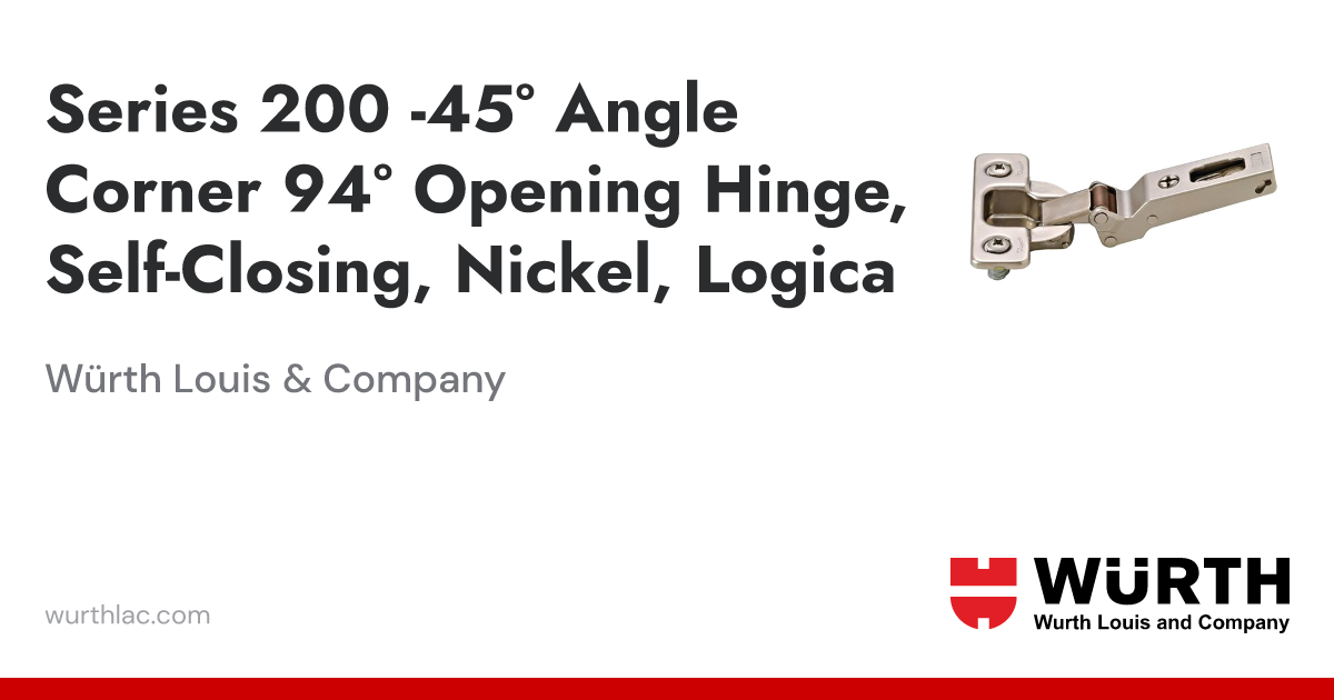 Series 200 -45° Angle Corner 94° Opening Hinge, Self-Closing, Nickel ...