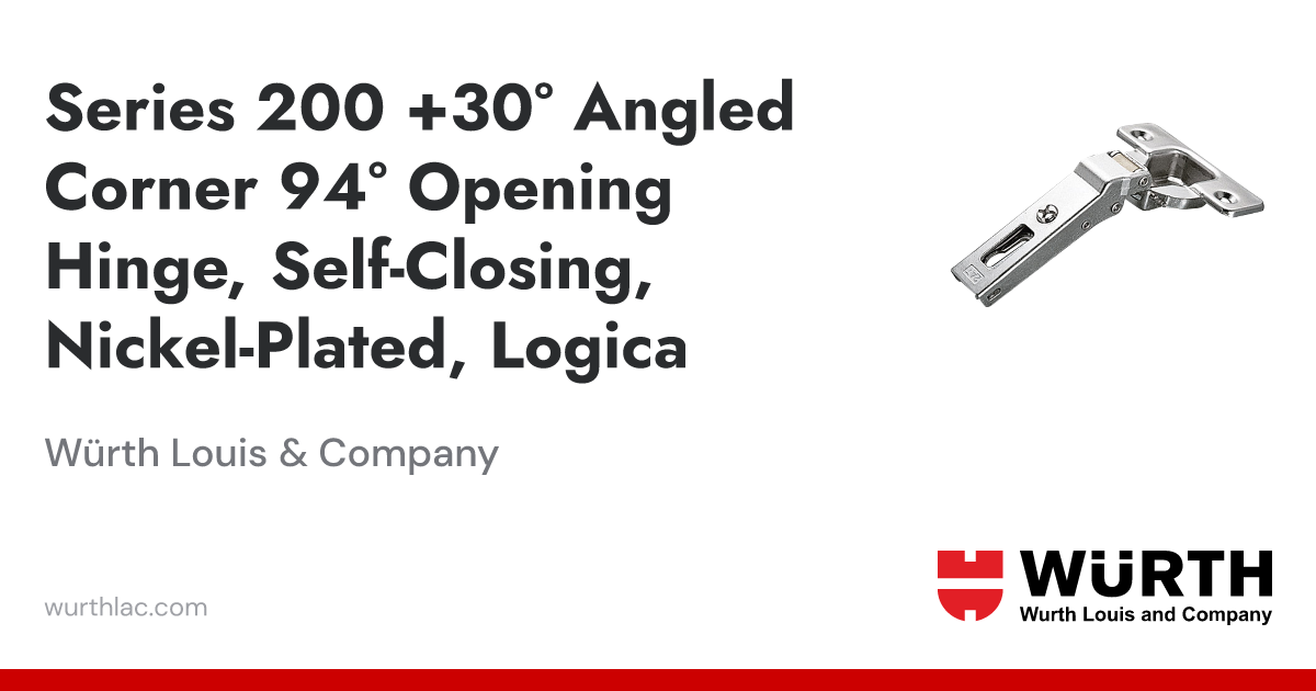 Series 200 +30° Angled Corner 94° Opening Hinge, Self-Closing, Nickel ...