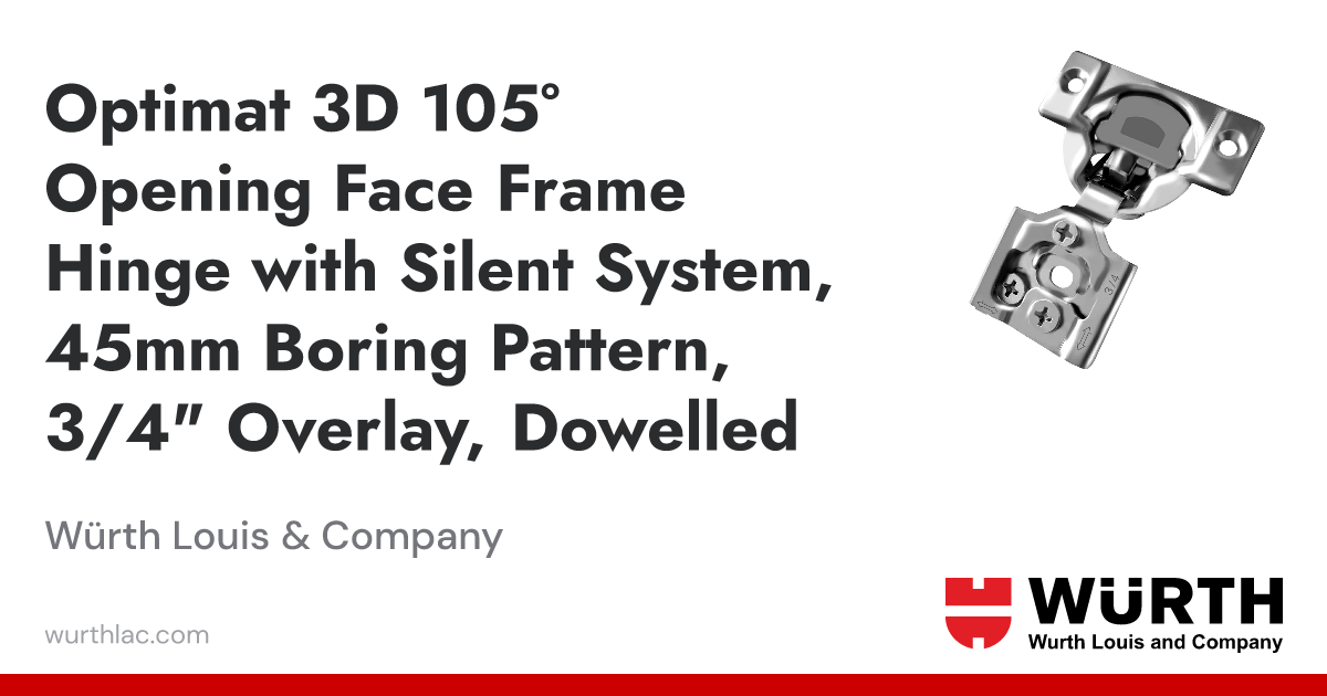 Optimat 3D 105° Opening Face Frame Hinge with Silent System, 45mm ...