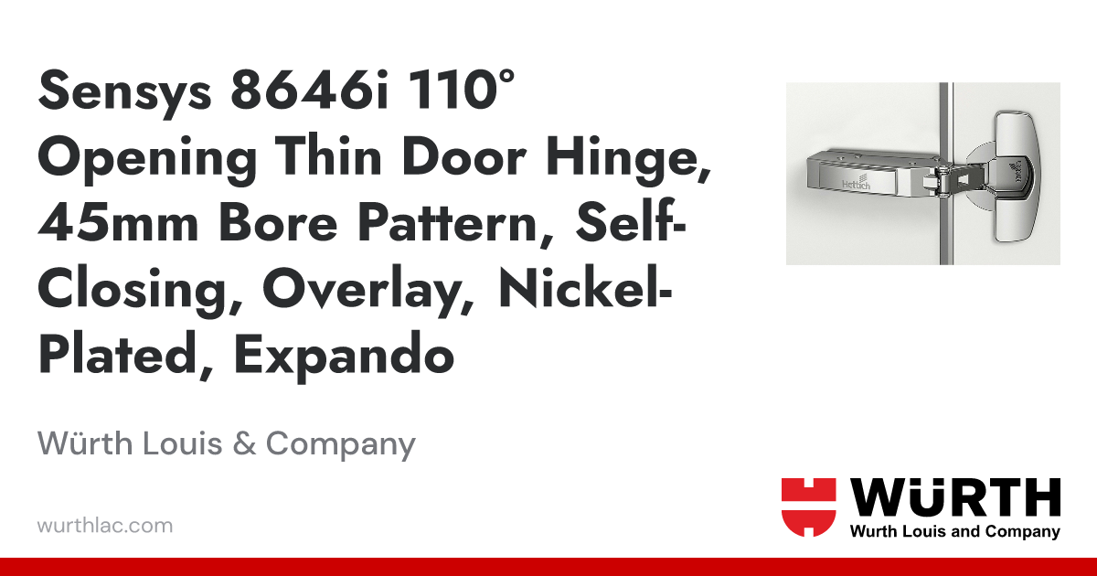 Sensys 8646i 110° Opening Thin Door Hinge, 45mm Bore Pattern, Self ...