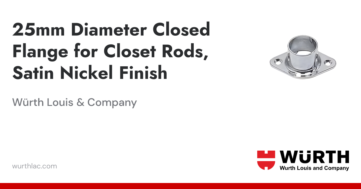 25mm Diameter Closed Flange for Closet Rods, Satin Nickel Finish ...