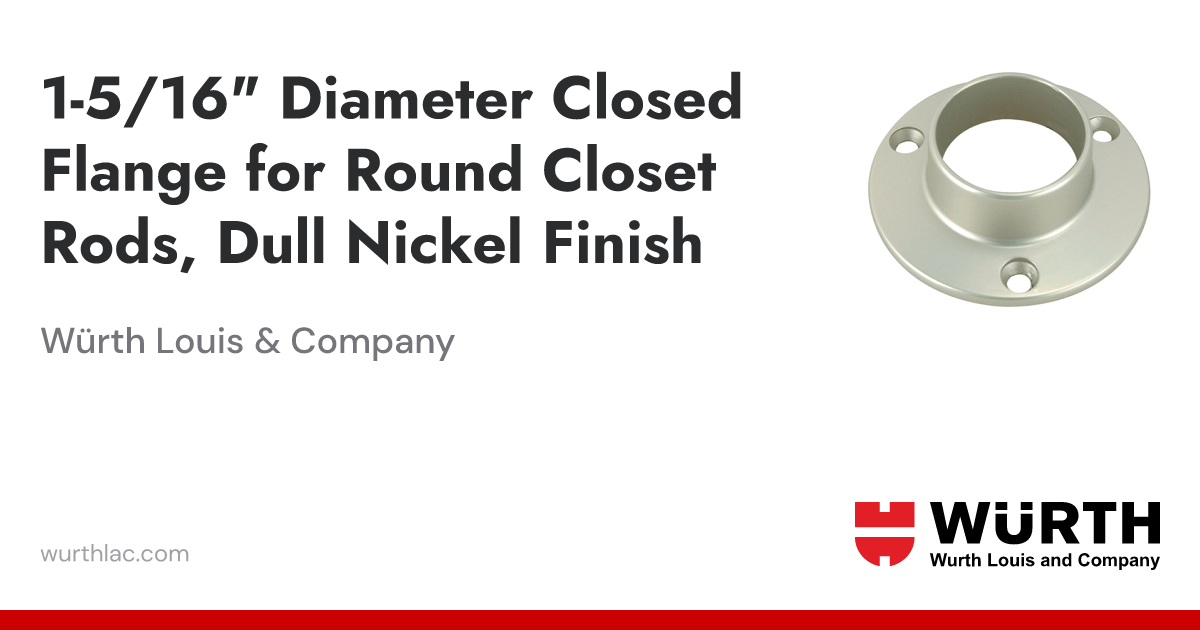 1-5/16" Diameter Closed Flange for Round Closet Rods, Dull Nickel ...