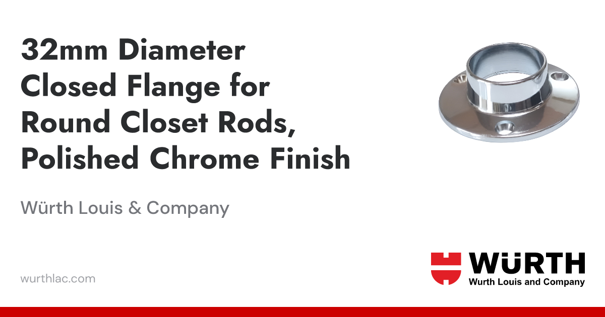 32mm Diameter Closed Flange for Round Closet Rods, Polished Chrome ...