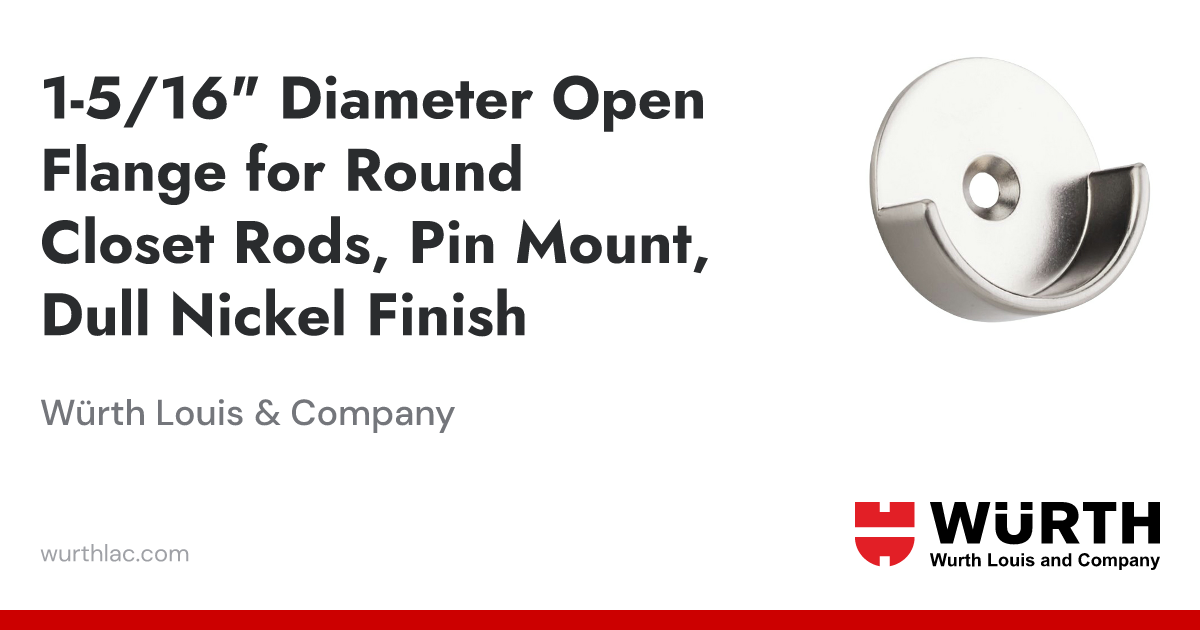 1-5/16" Diameter Open Flange for Round Closet Rods, Pin Mount, Dull ...