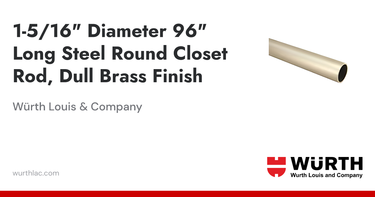 1-5/16" Diameter 96" Long Steel Round Closet Rod, Dull Brass Finish ...