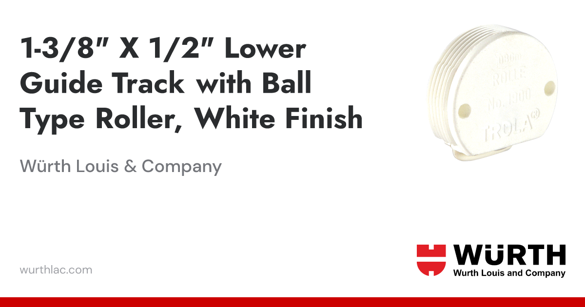 1-3/8" X 1/2" Lower Guide Track with Ball Type Roller, White Finish ...