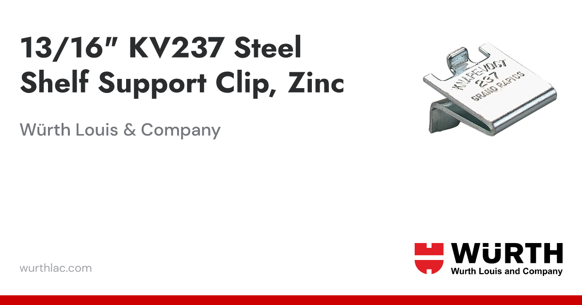 13/16" KV237 Steel Shelf Support Clip, Zinc | Würth Louis & Company