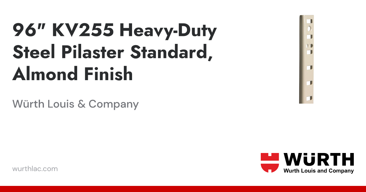 96" KV255 Heavy-Duty Steel Pilaster Standard, Almond Finish | Würth ...
