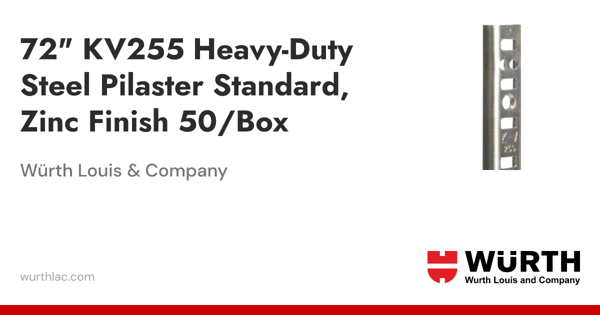 72" KV255 Heavy-Duty Steel Pilaster Standard, Zinc Finish 50/Box ...