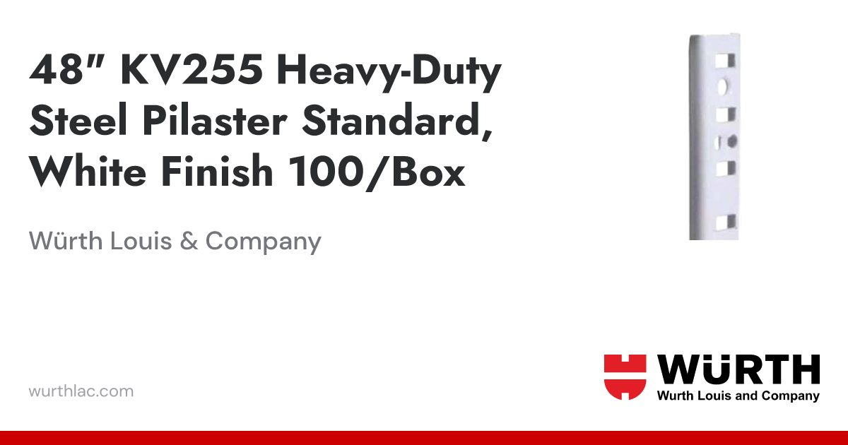48" KV255 Heavy-Duty Steel Pilaster Standard, White Finish 100/Box ...