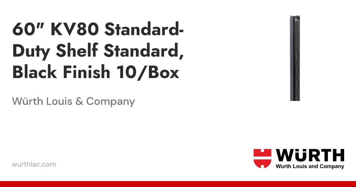 60" KV80 Standard-Duty Shelf Standard, Black Finish 10/Box | Würth Louis & Company