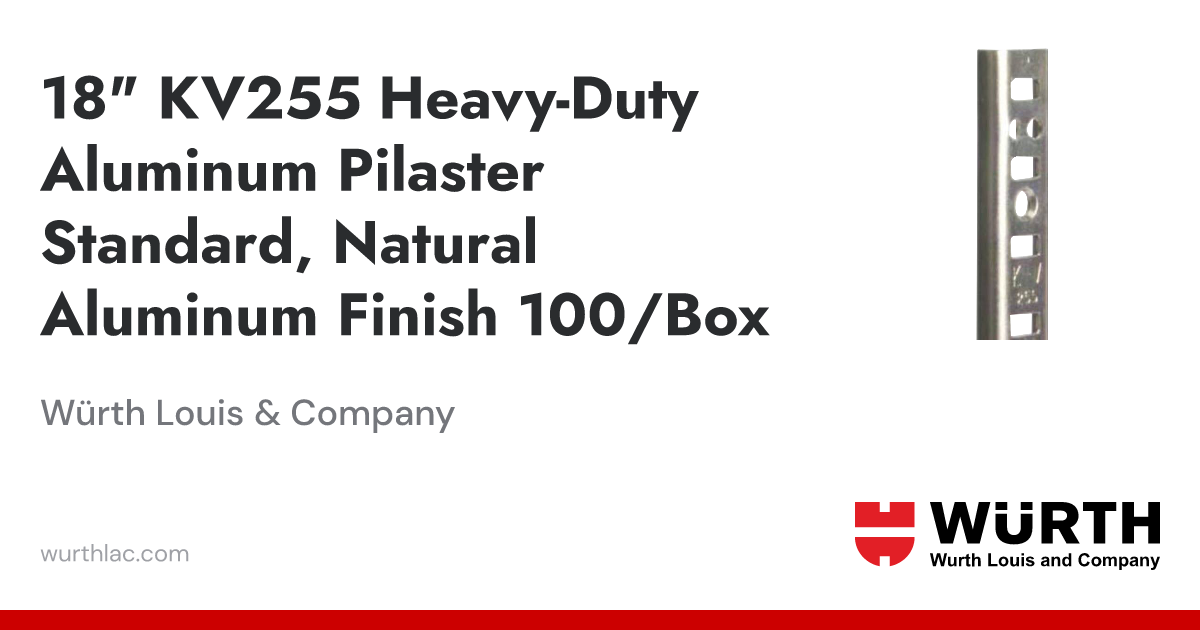 18" KV255 Heavy-Duty Aluminum Pilaster Standard, Natural Aluminum ...