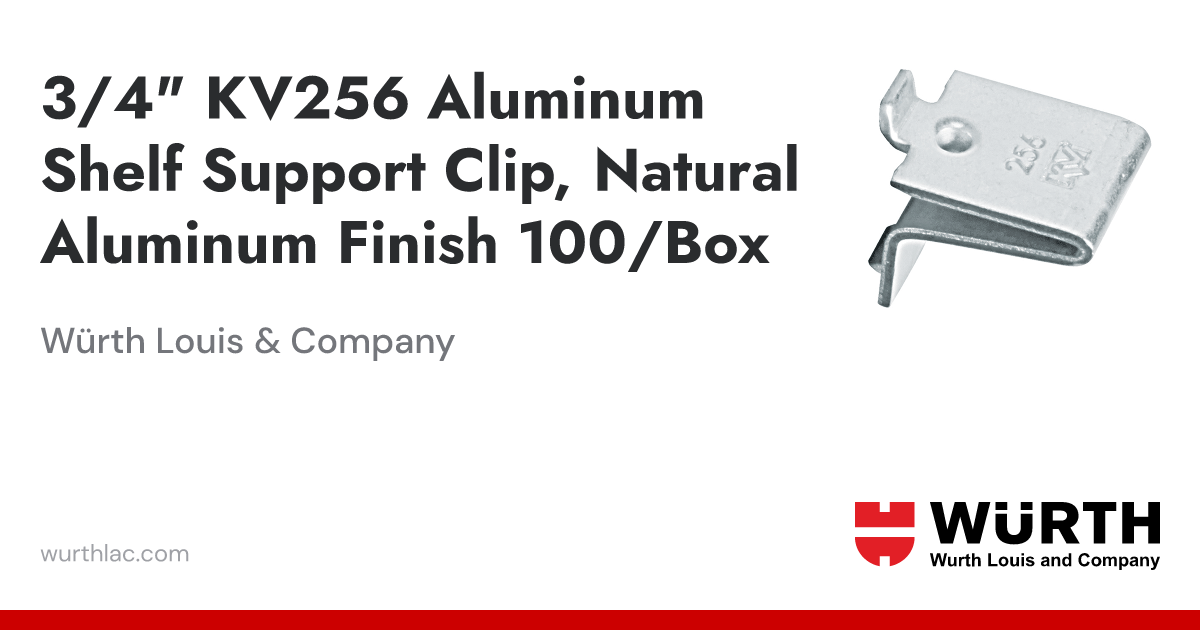 3/4" KV256 Aluminum Shelf Support Clip, Natural Aluminum Finish 100/Box ...
