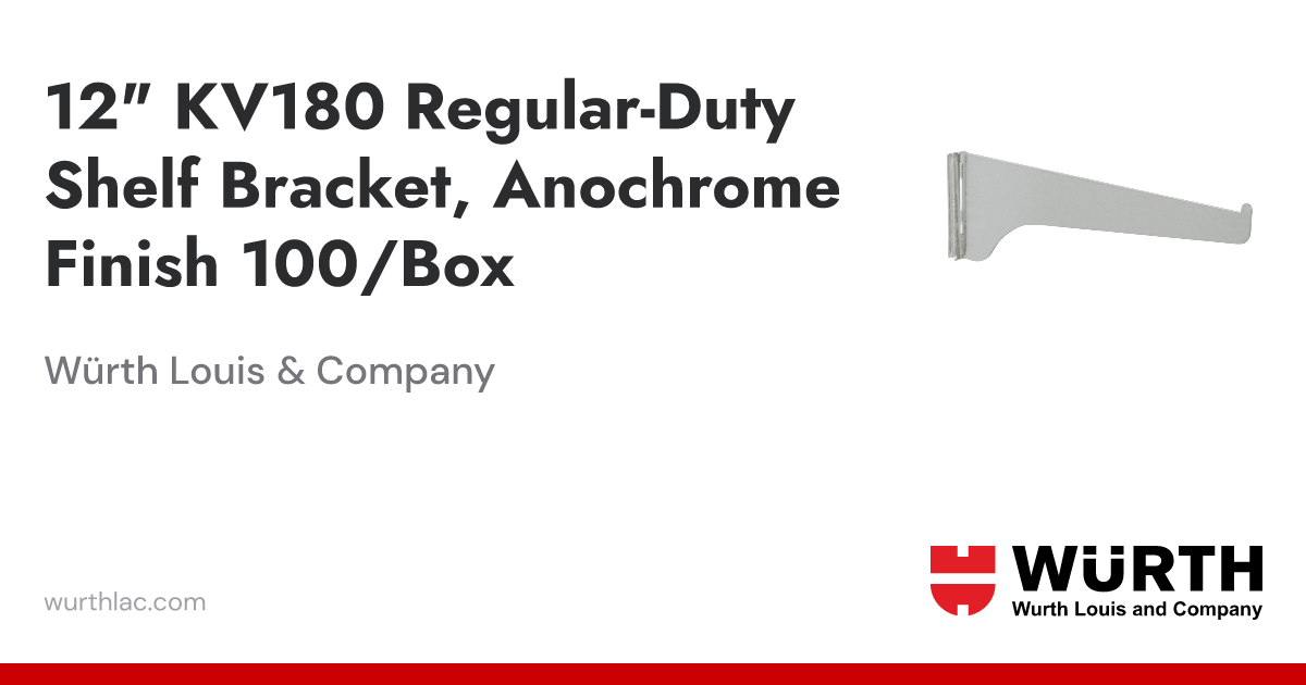 12" KV180 Regular-Duty Shelf Bracket, Anochrome Finish 100/Box | Würth ...