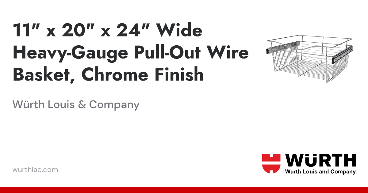 11" x 20" x 24" Wide Heavy-Gauge Pull-Out Wire Basket, Chrome Finish ...