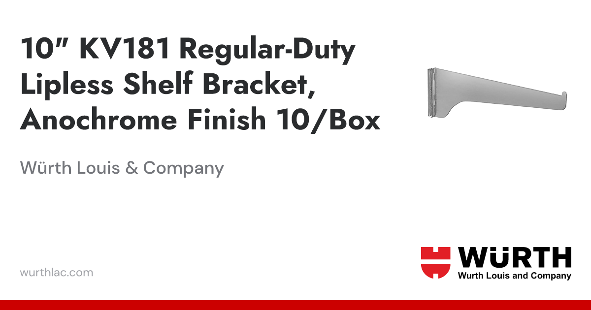 10" KV181 Regular-Duty Lipless Shelf Bracket, Anochrome Finish 10/Box ...