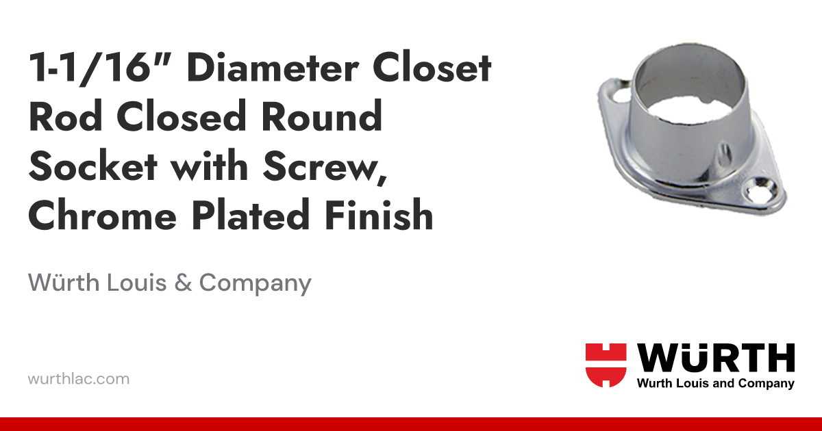 1-1/16" Diameter Closet Rod Closed Round Socket with Screw, Chrome ...
