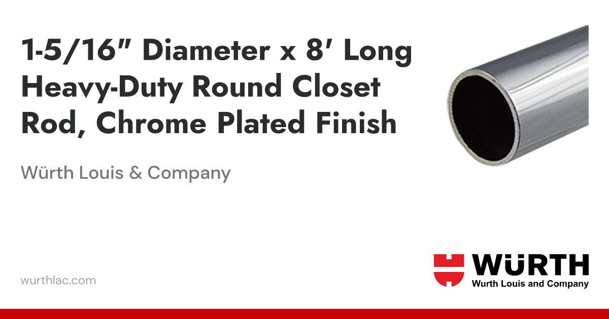 1-5/16" Diameter x 8' Long Heavy-Duty Round Closet Rod, Chrome Plated ...