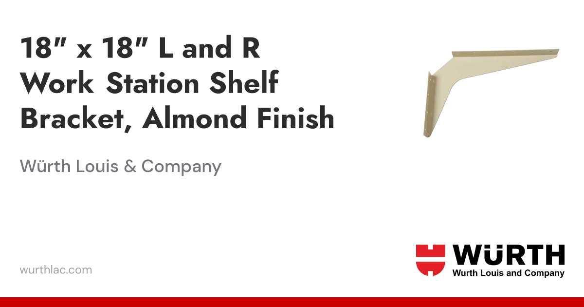 18" x 18" L and R Work Station Shelf Bracket, Almond Finish | Würth ...