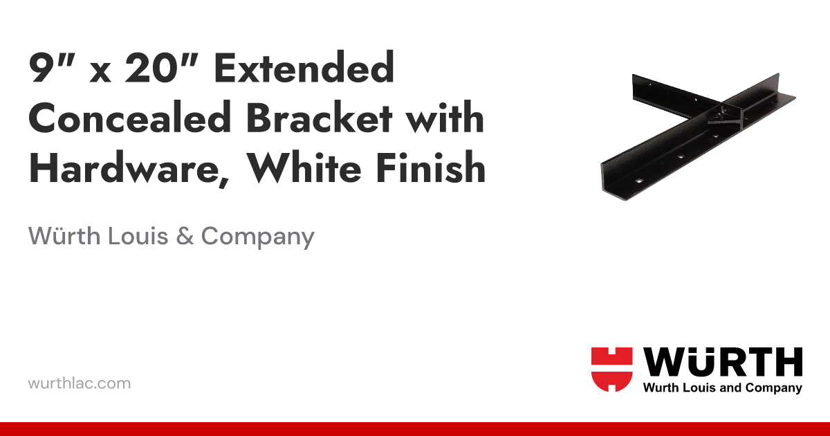 9" x 20" Extended Concealed Bracket with Hardware, White Finish | Würth ...