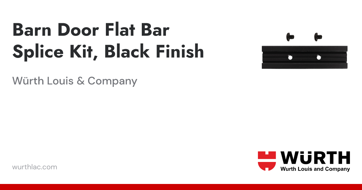 Barn Door Flat Bar Splice Kit, Black Finish | Würth Louis & Company