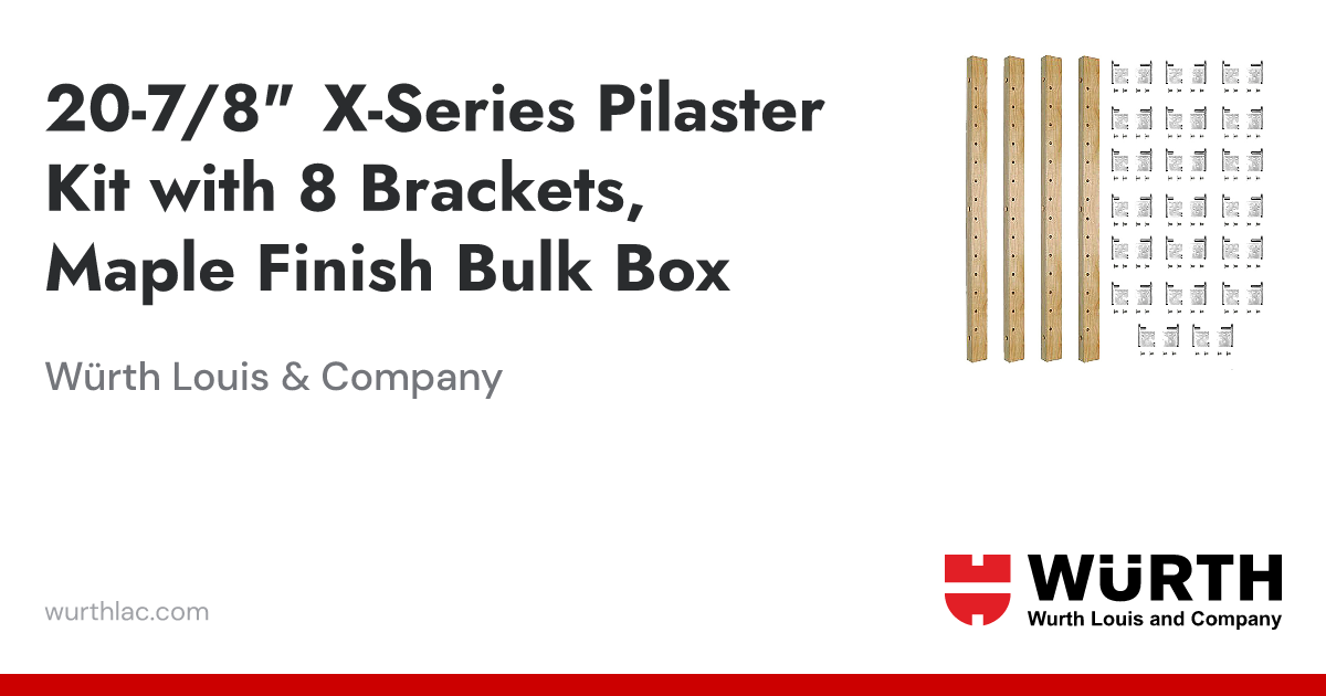 20-7/8" X-Series Pilaster Kit with 8 Brackets, Maple Finish Bulk Box ...