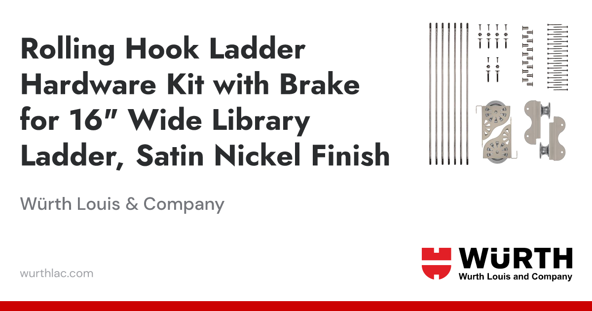 Rolling Hook Ladder Hardware Kit with Brake for 16" Wide Library Ladder ...