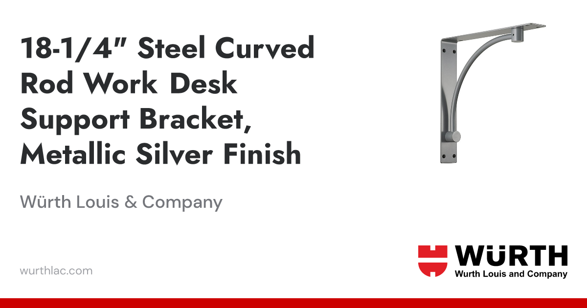 18-1/4" Steel Curved Rod Work Desk Support Bracket, Metallic Silver ...