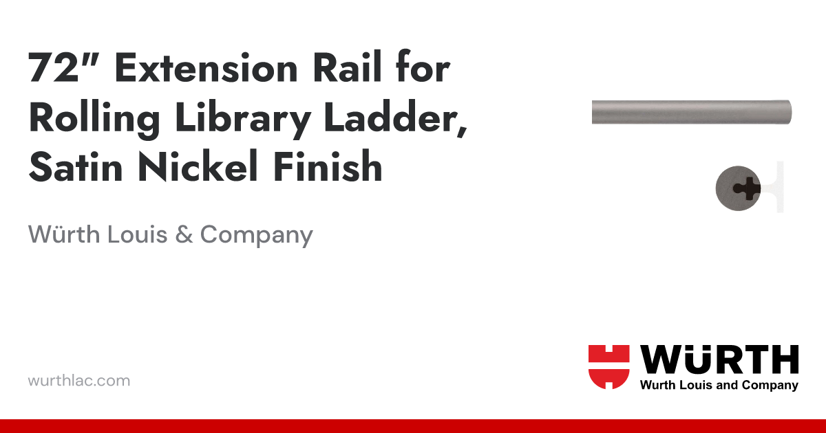 72" Extension Rail for Rolling Library Ladder, Satin Nickel Finish ...