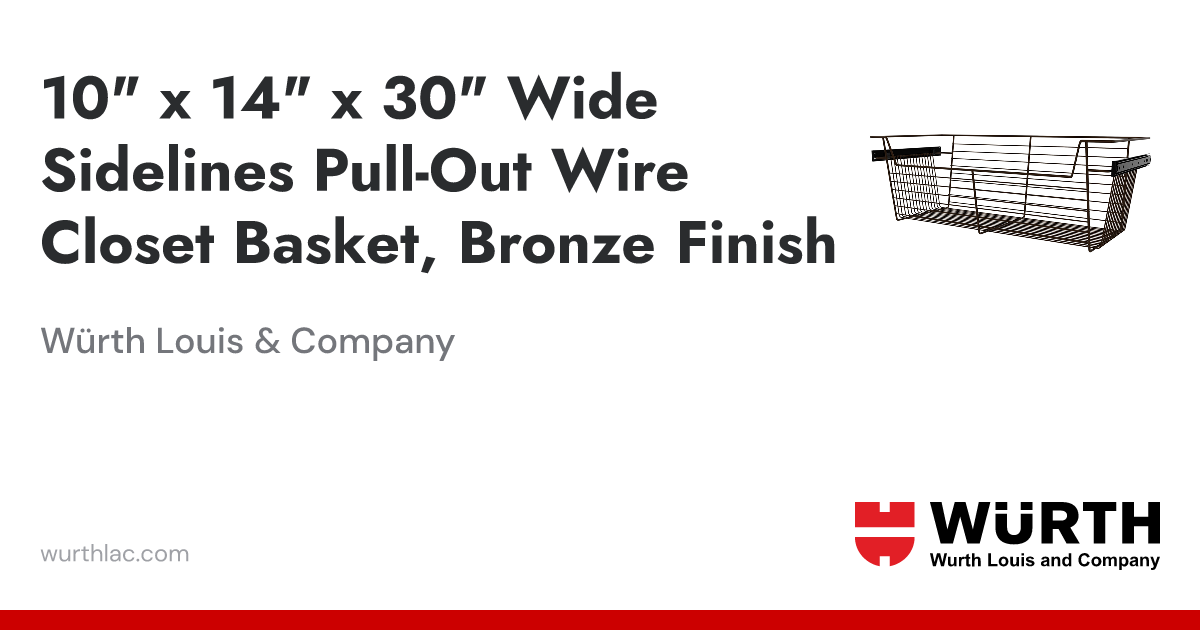 10" x 14" x 30" Wide Sidelines Pull-Out Wire Closet Basket, Bronze ...