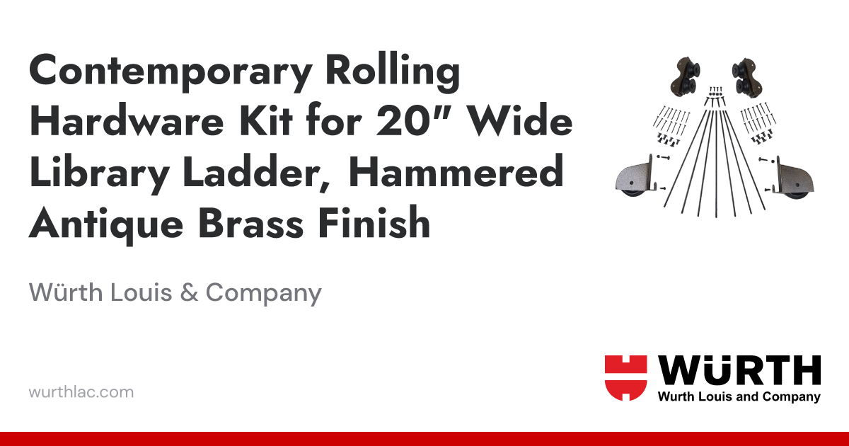 Contemporary Rolling Hardware Kit for 20" Wide Library Ladder, Hammered ...